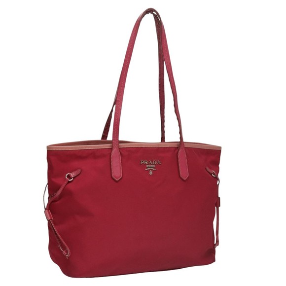 Prada | Bags | Prada Tote Bag Nylon Leather Pink Silver Auth 8823 ...